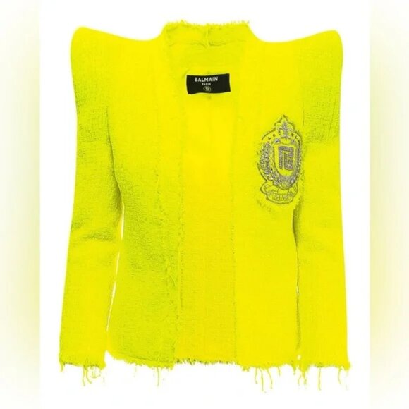 Balmain | Jackets & Coats | Balmain Neon Lime Yellow Crystal ...